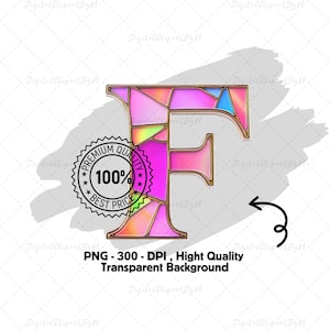 Stained Glass Alphabet & Numbers Clipart – Colorful Mosaic Letters PNG ...