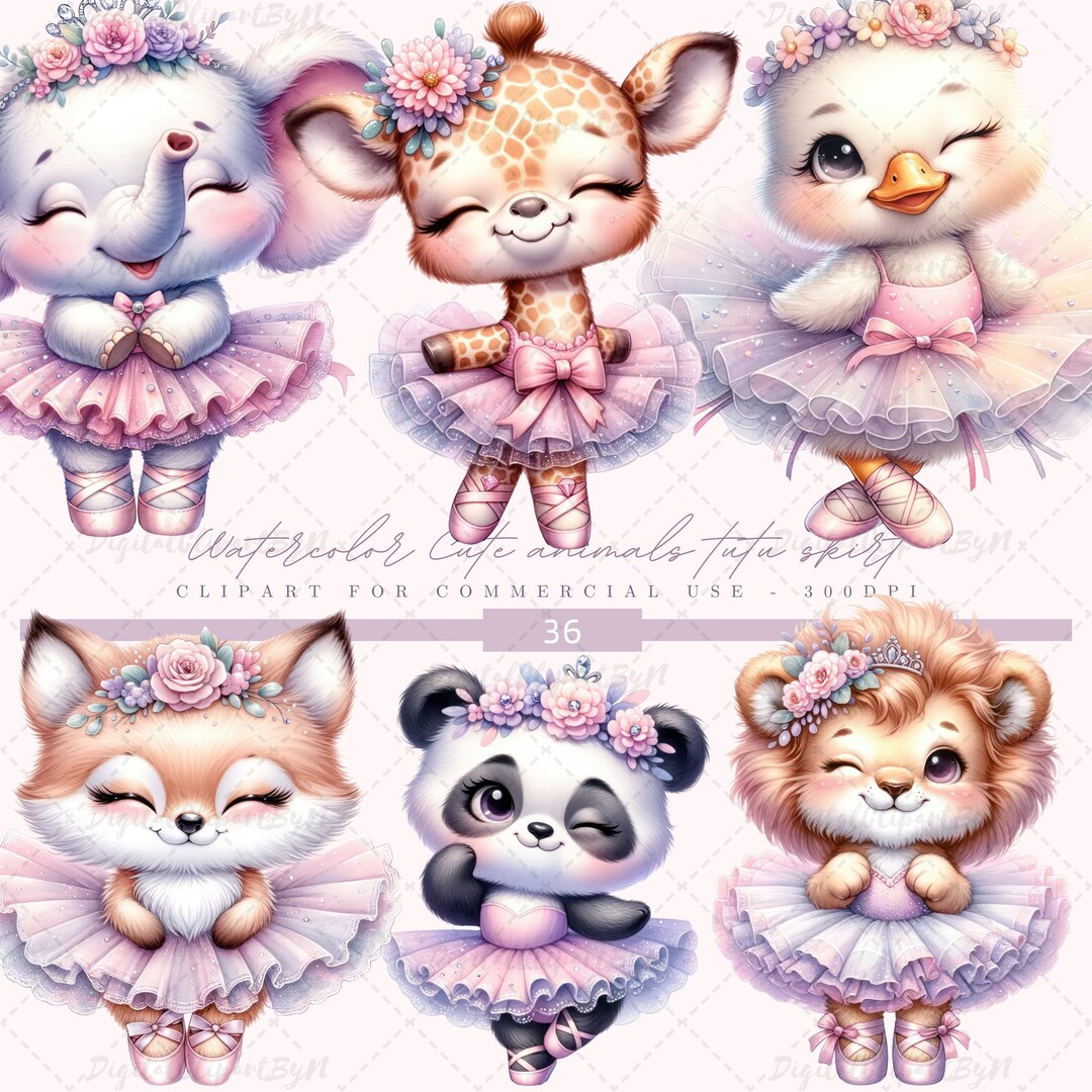 Tutu Cute Animal Ballerina Clipart, Tutu Skirt Animals ,panda Ballerina ...