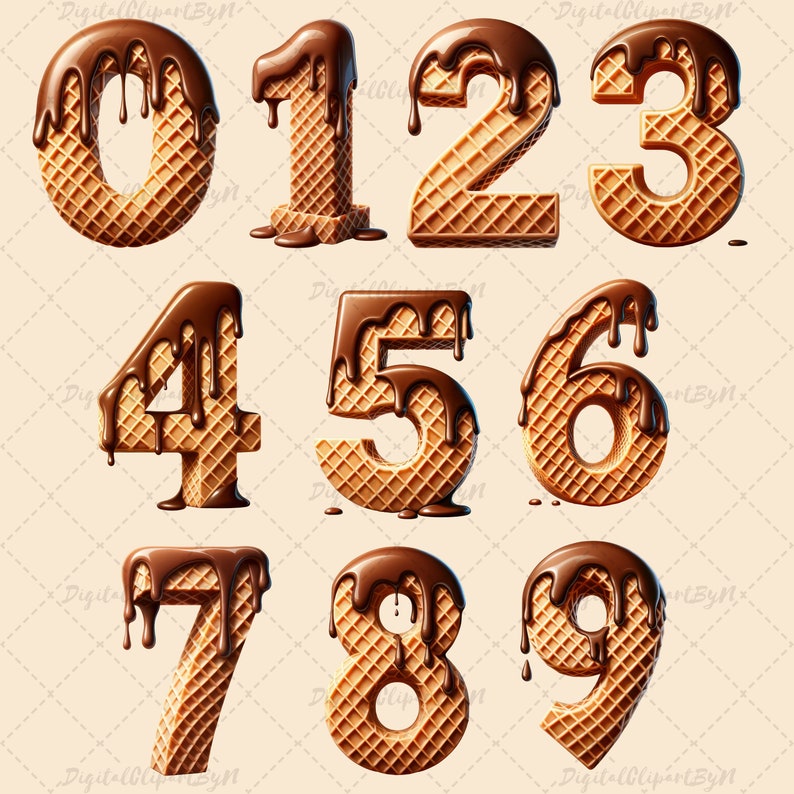 Chocolate Wafer Ice Cream Alphabet A-Z Number 0-9 Bundle Clipart , Ice ...