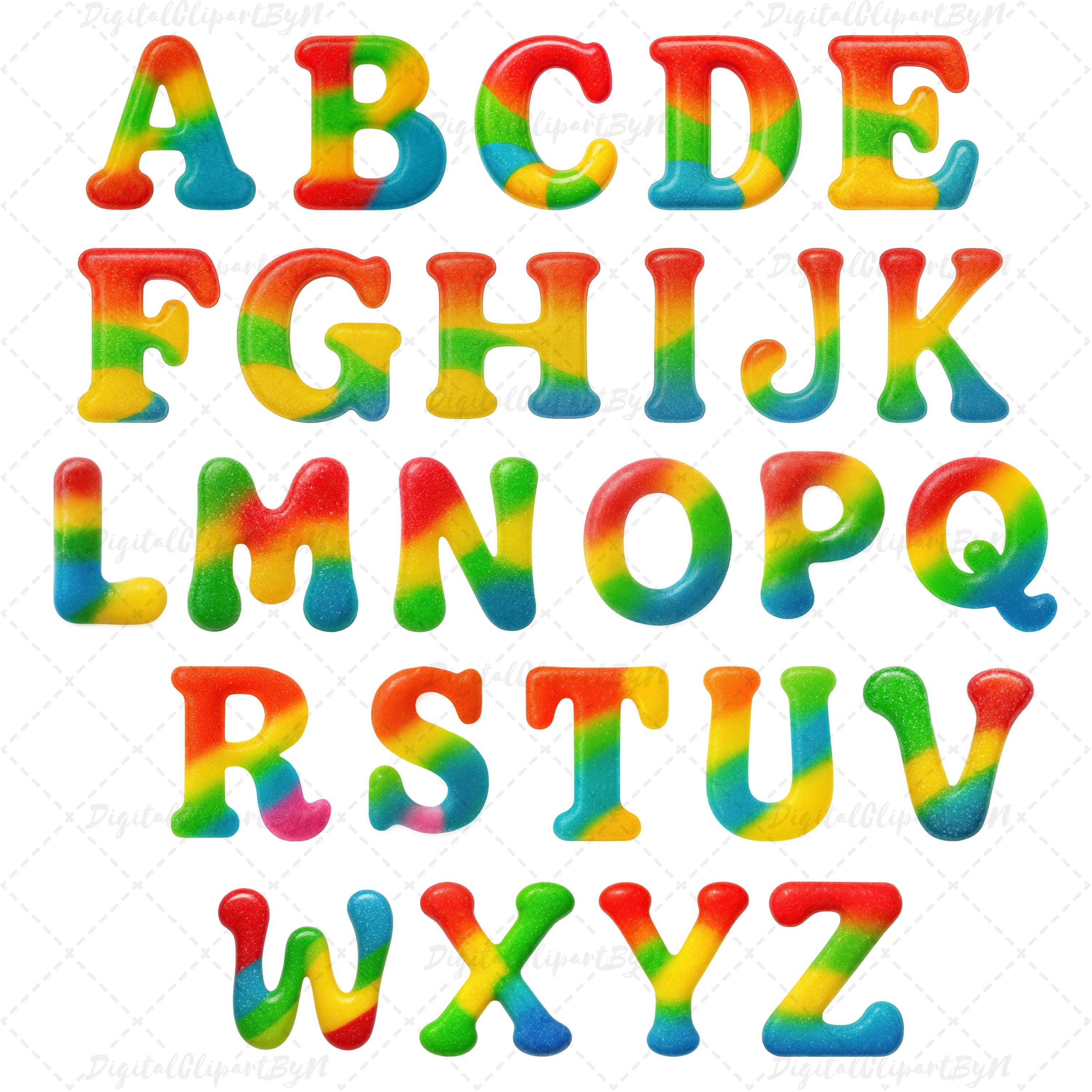 Gummy Candy Alphabet & Numbers PNG – Colorful Jelly Letters A-Z 0-9 ...