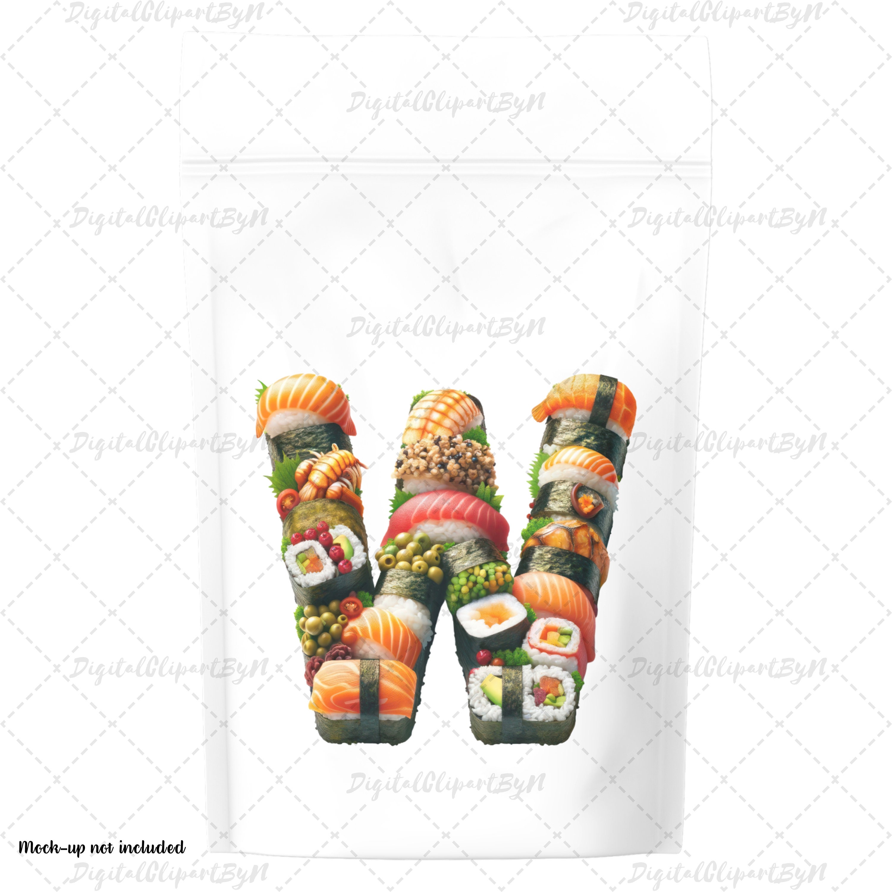 SUSHI Food Alphabet A-Z Number 0-9 Bundle Clipart , SUSHI Alphabet ...