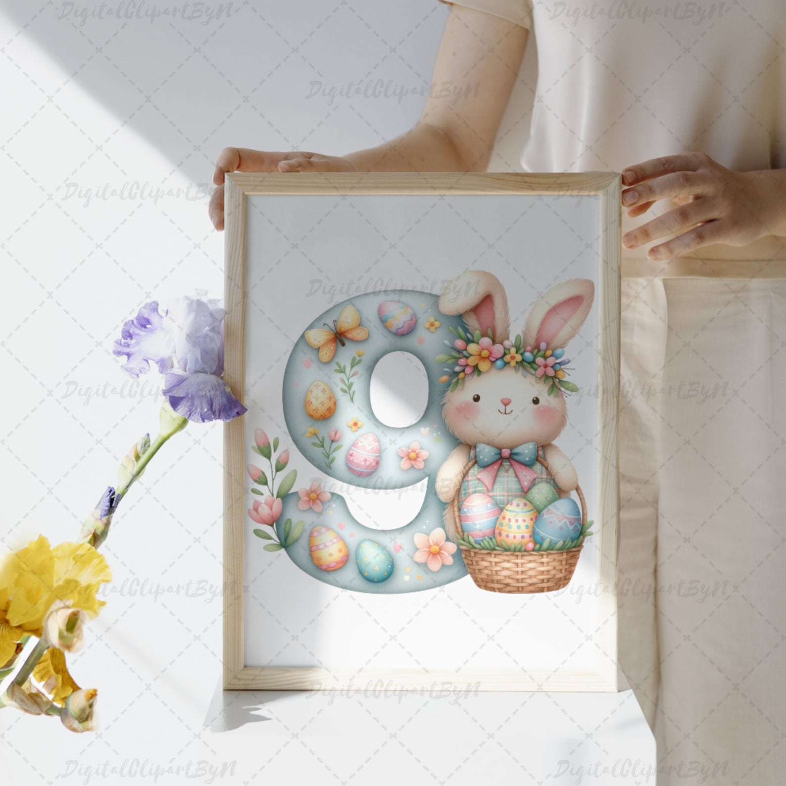 Easter Bunny Alphabet A-Z Number 0-9 Bundle Clipart, Printable Alphabet ...