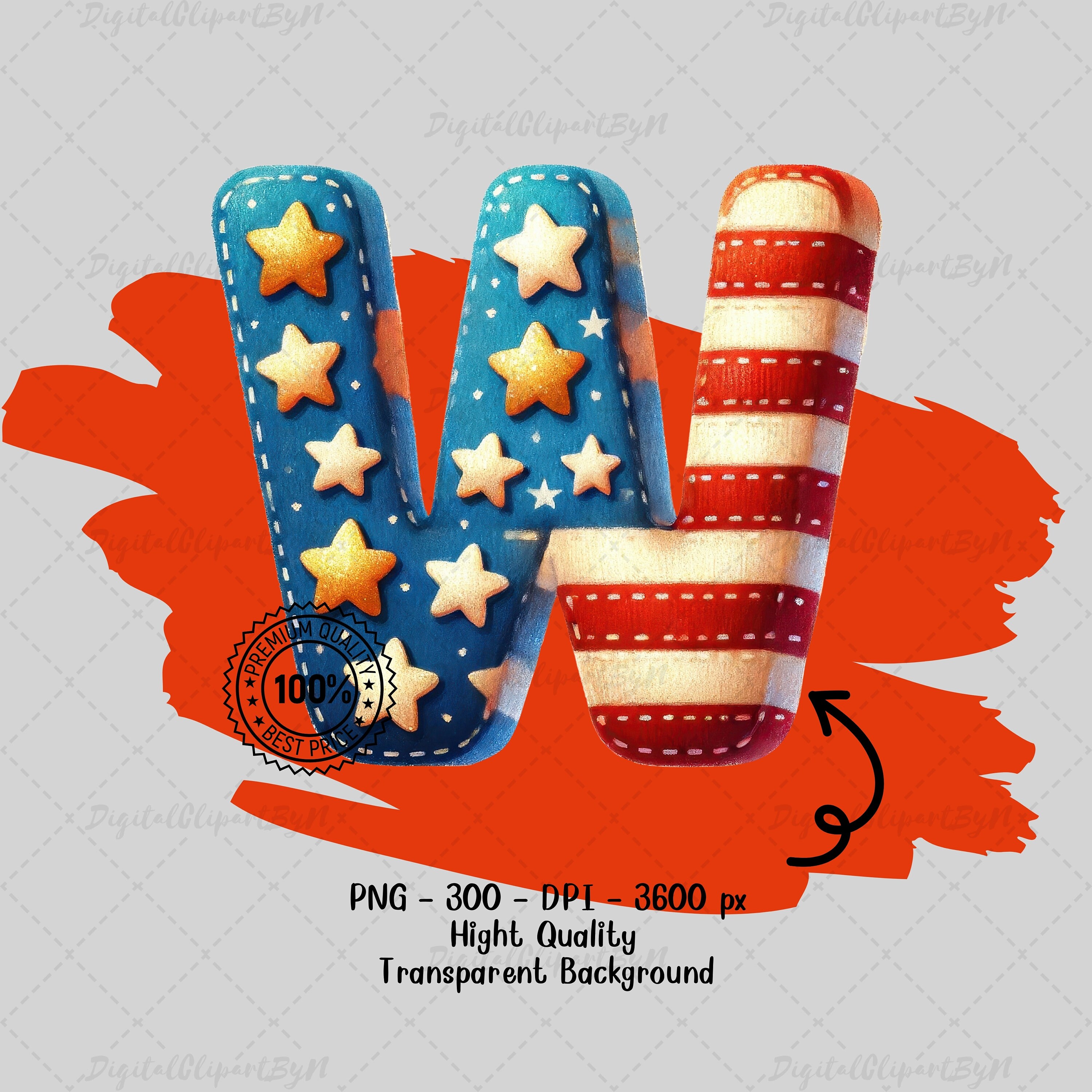 American 4th of July Clipart Alphabet A-Z Number 0-9 Bundle ...