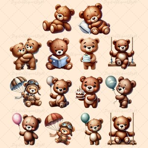 Brown Bear Clipart A-Z, Numbers 0-9, Cute Animal Alphabet Bundle , Bear ...