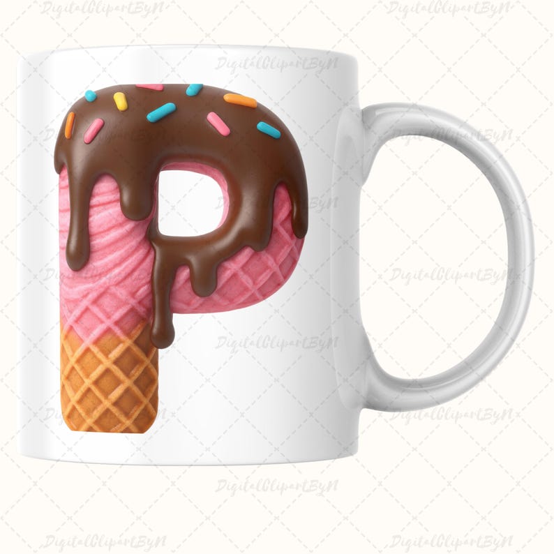 Ice Cream Alphabet Clipart A-Z 0-9 – Chocolate Drip Letters and Numbers ...