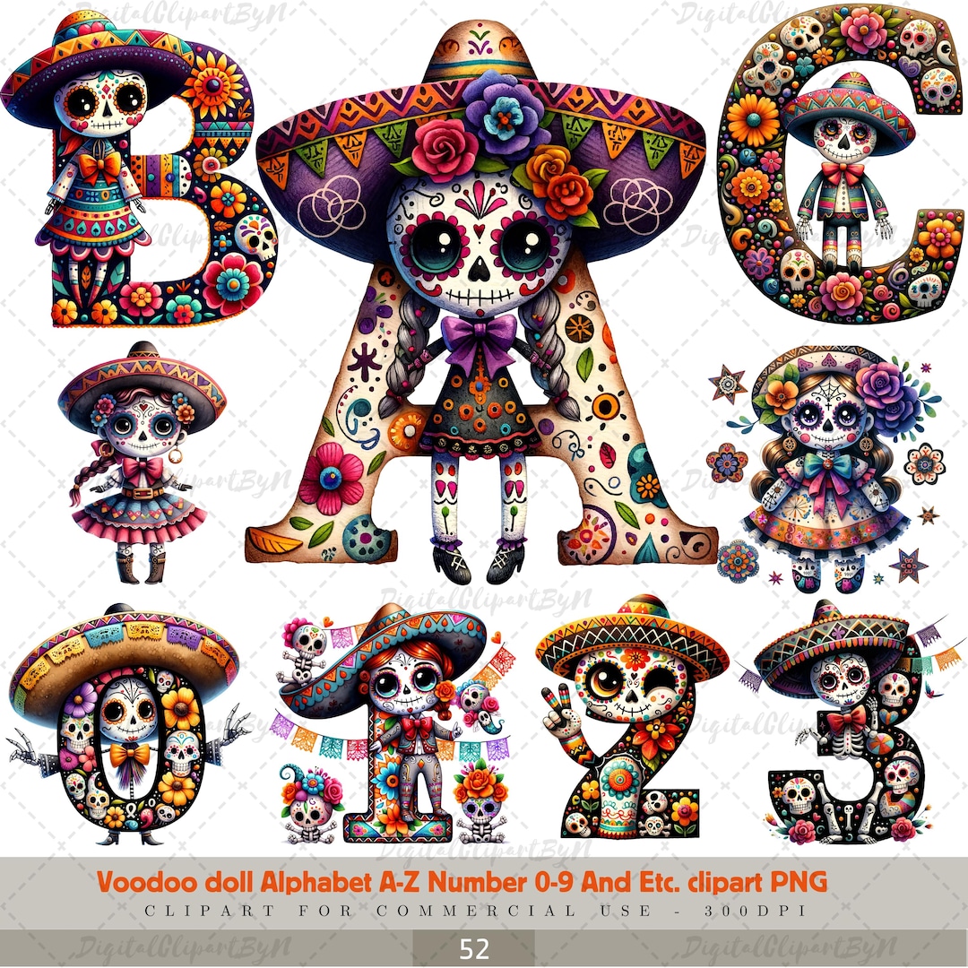 Voodoo Doll Alphabet A-Z Number 0-9 , Halloween Letter, Evil Nursery ...