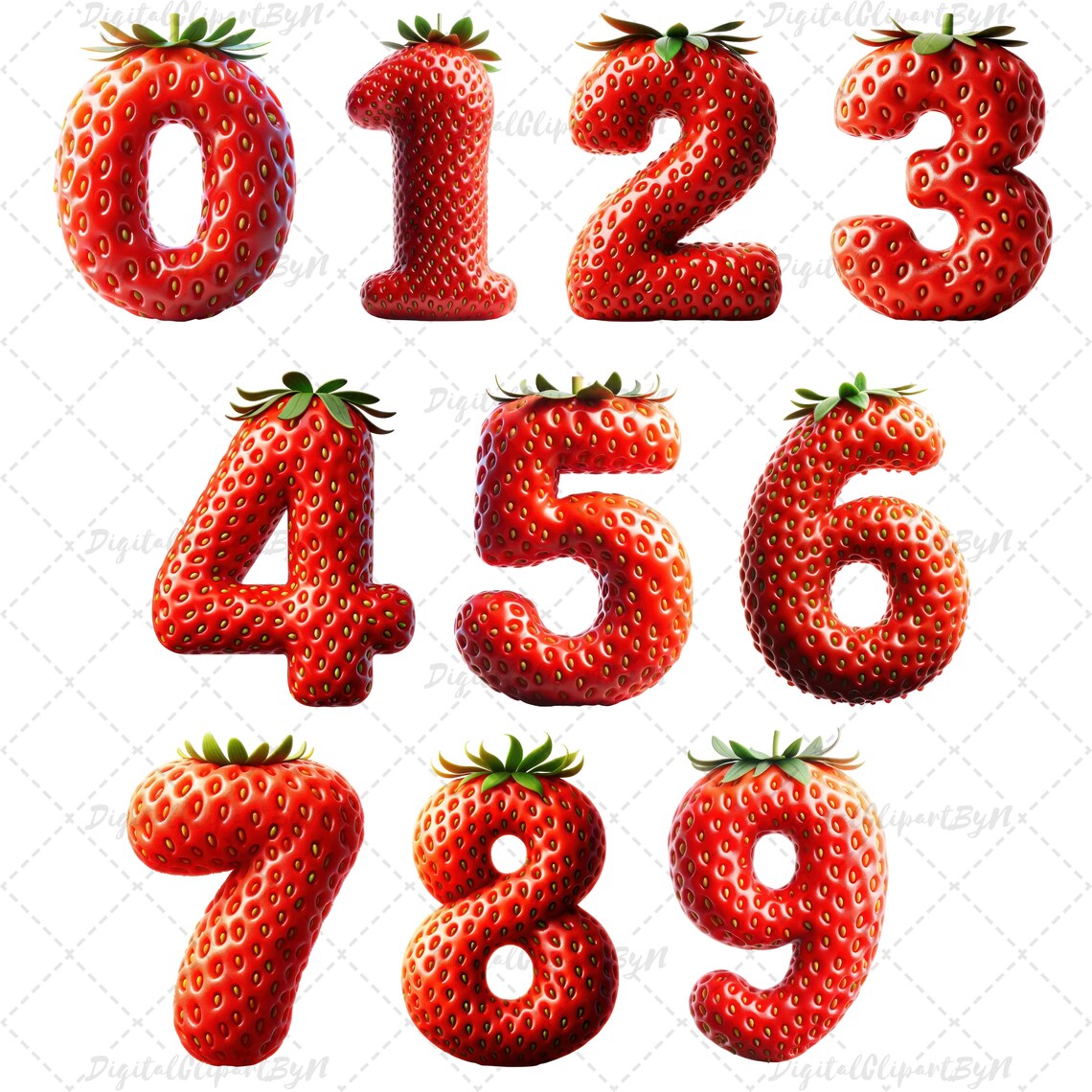 Strawberry Alphabet A-Z Number 0-9 Bundle Clipart , Fruit Alphabet ...