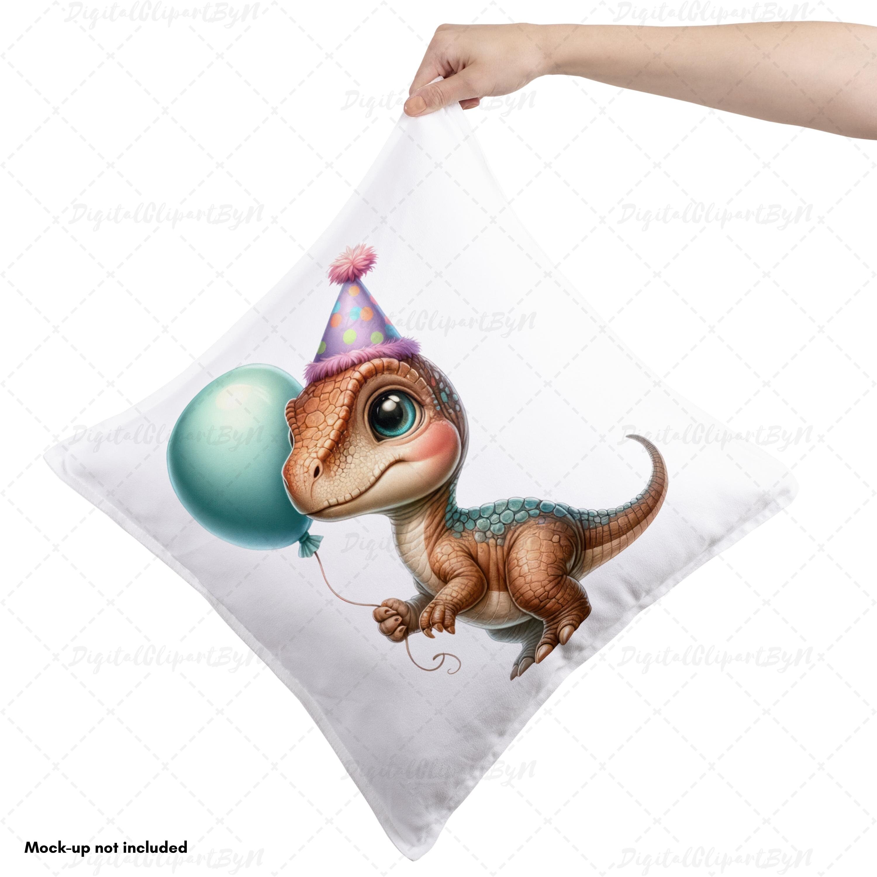 Watercolor Cute Party Dinosaur With Balloons Clipart, Animals Party ...