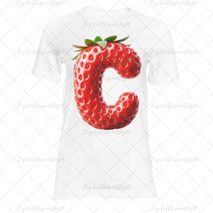 Strawberry Alphabet A-Z Number 0-9 Bundle Clipart , Fruit Alphabet ...