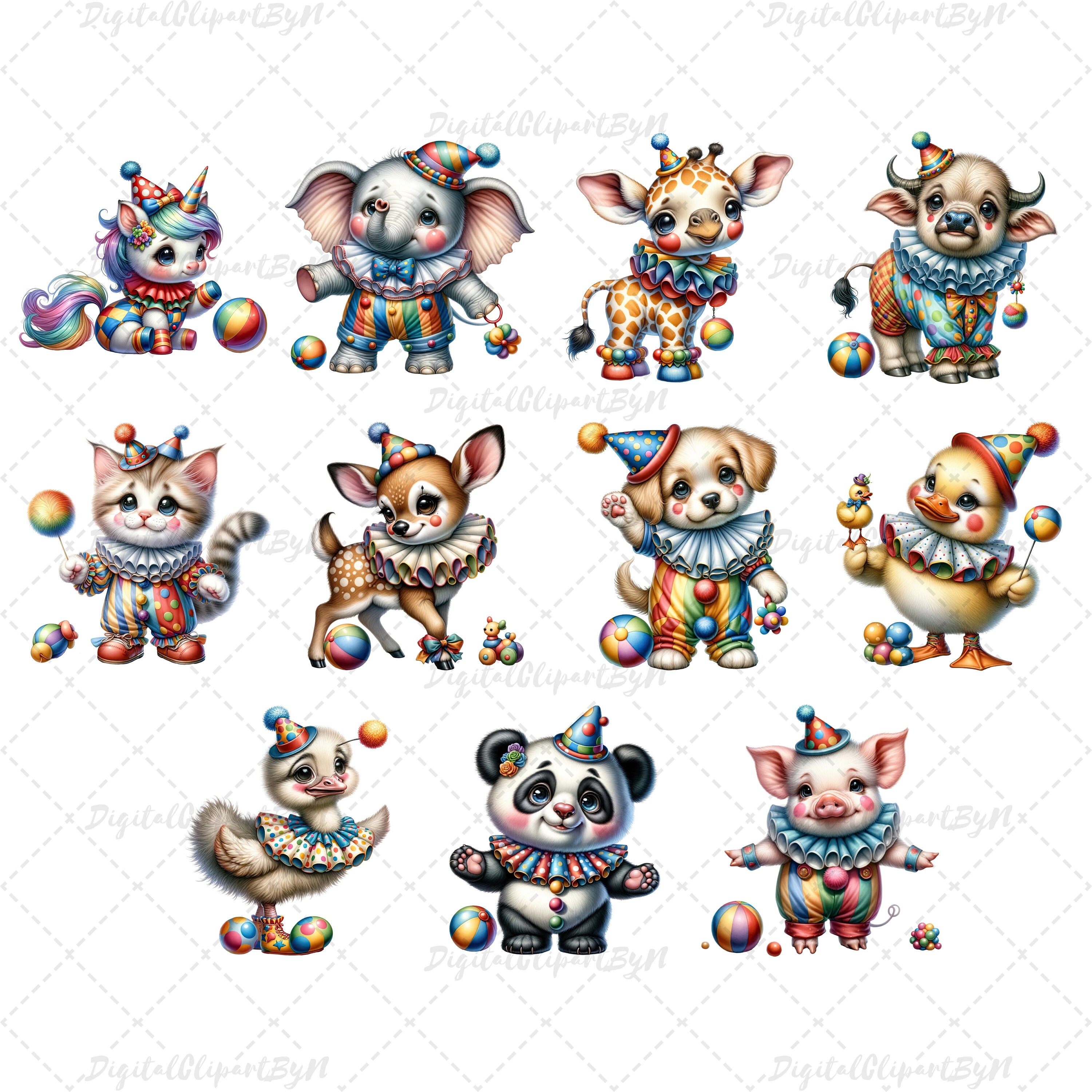 Circus Baby Animals Clipart: Perfect for Circus-themed Birthdays, Baby ...