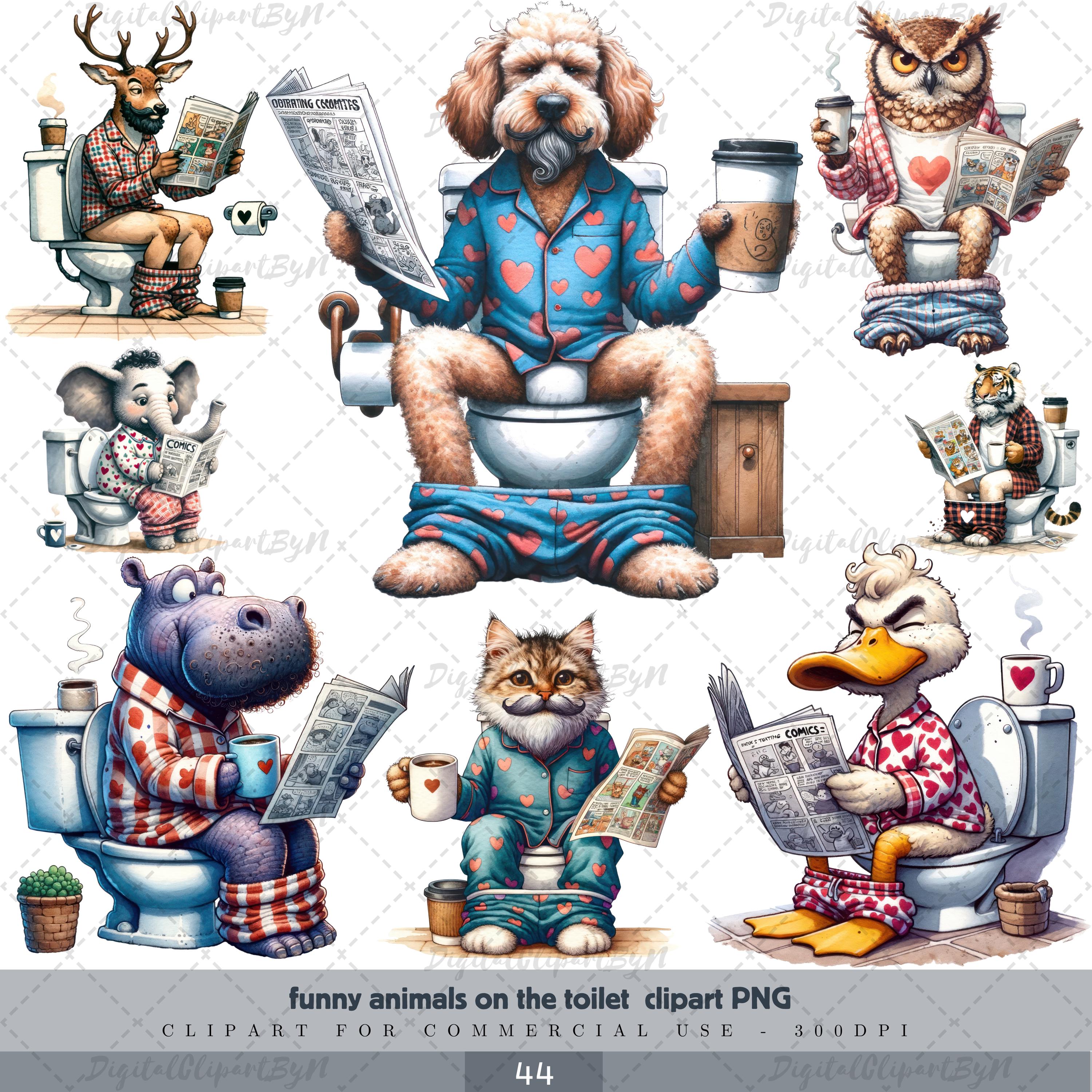 Whimsical Cartoon Art and Funny Animal Clipart ,digital Art Print for ...