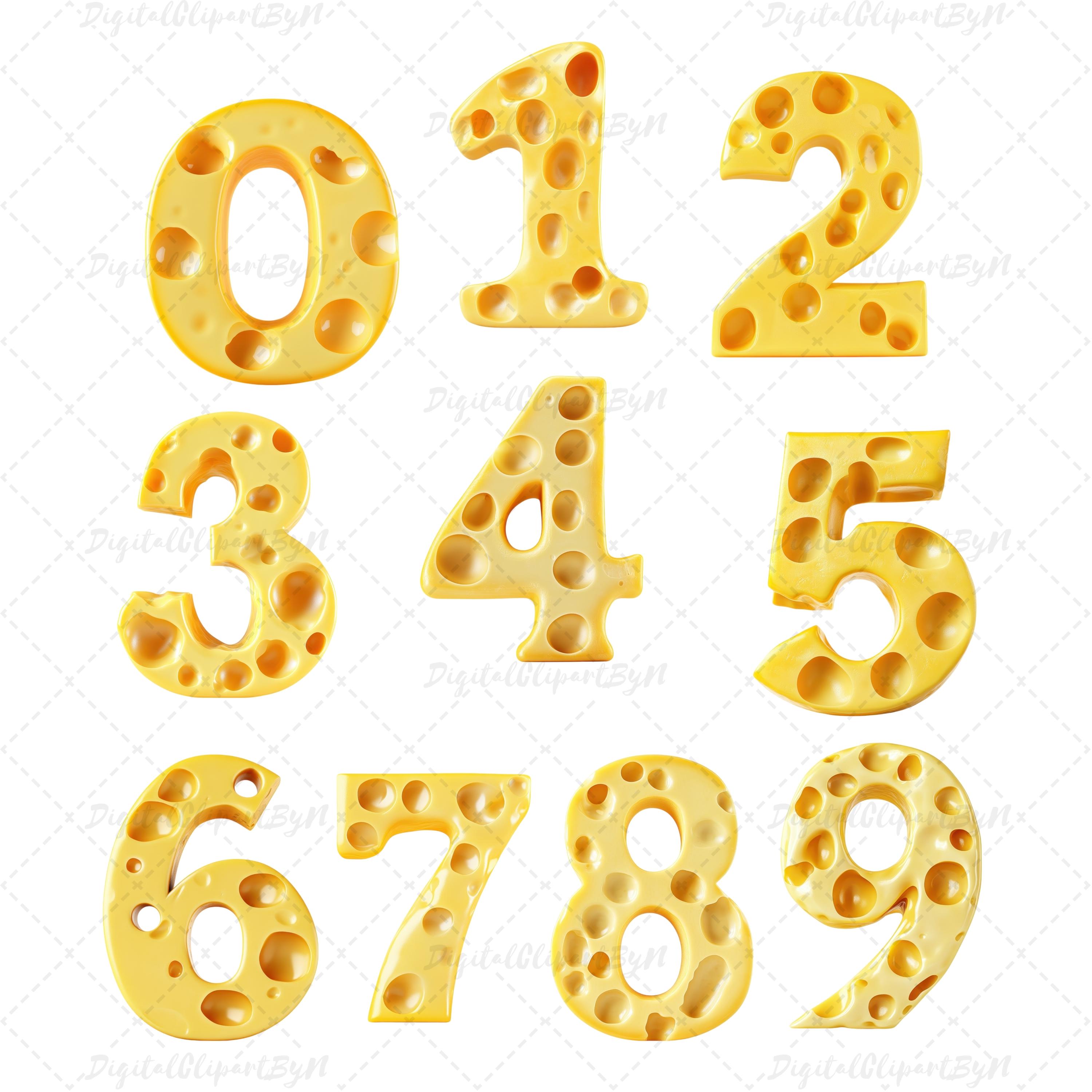 Cheese Alphabet Clipart PNG 3D Swiss Cheese Letters & Numbers Food Font ...