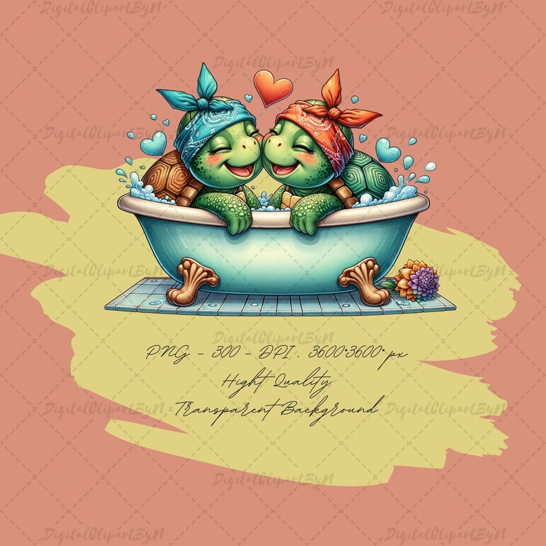 Turtle Love Clipart and Watercolor Turtles, Love Celebration Turtles ...