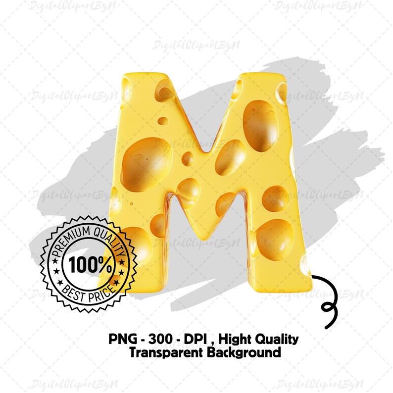 Cheese Alphabet Clipart PNG – 3D Swiss Cheese Letters & Numbers – Food ...