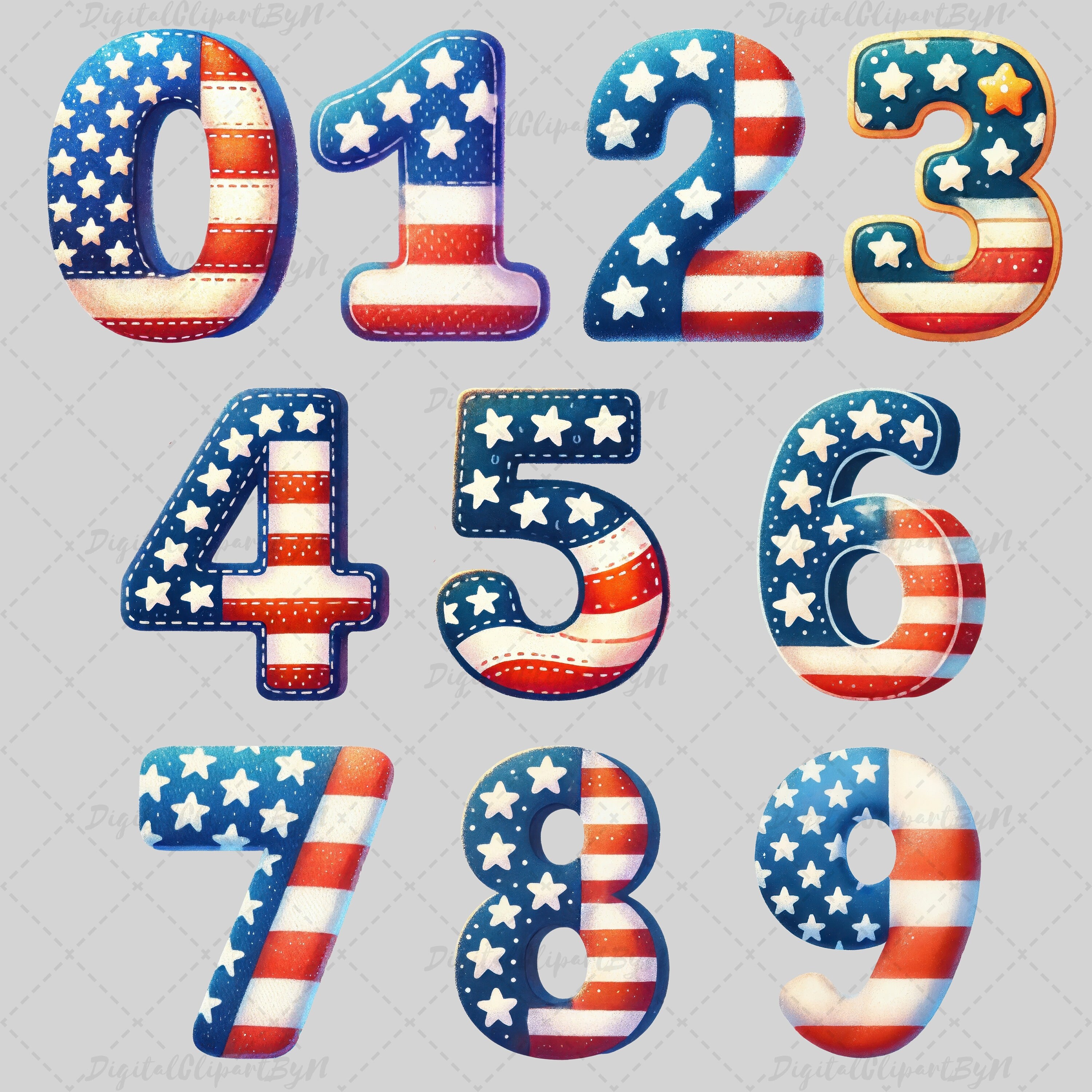 American 4th of July Clipart Alphabet A-Z Number 0-9 Bundle ...