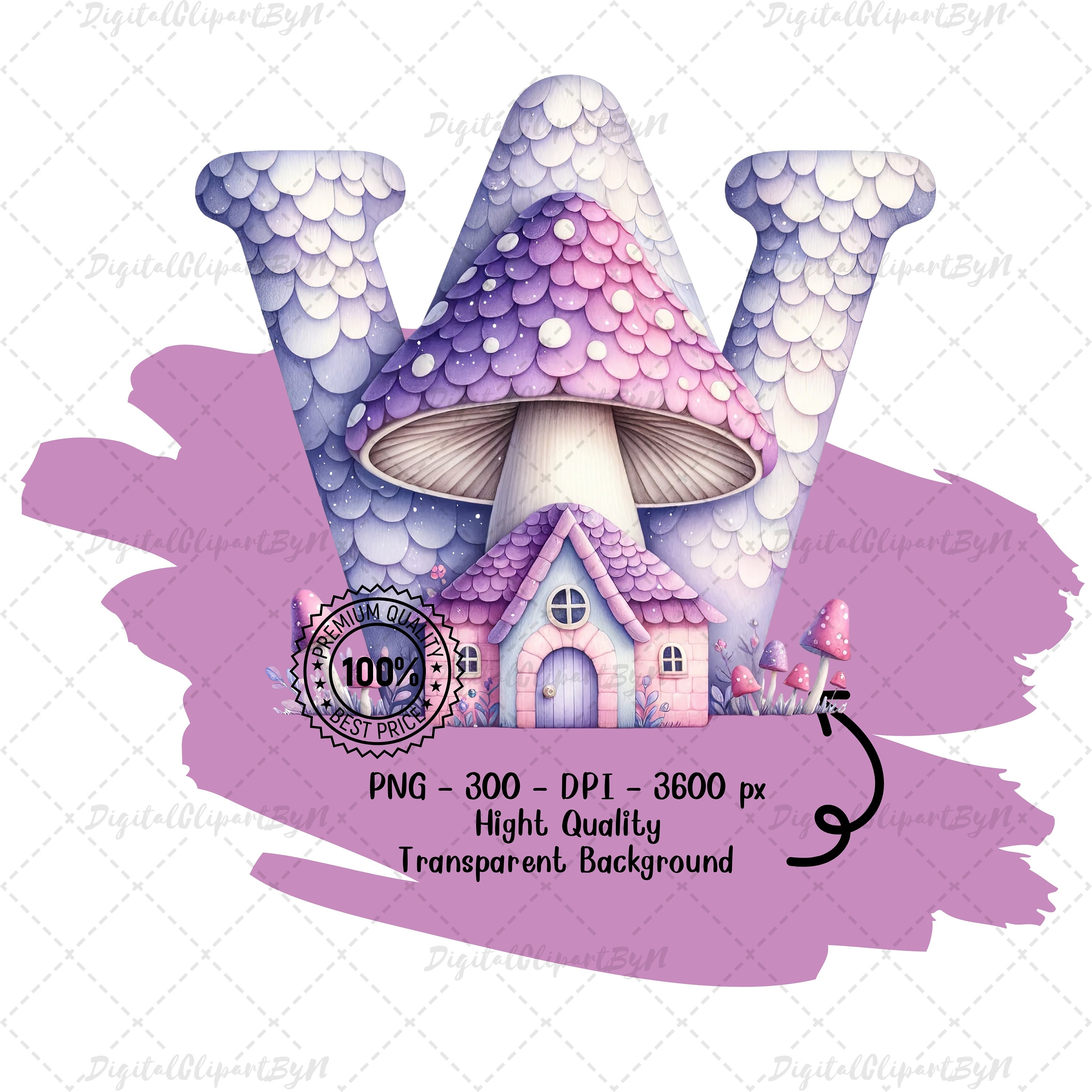 Toadstools and Fairy Alphabet A-Z Number 0-9 , Purple Toadstools Letter ...