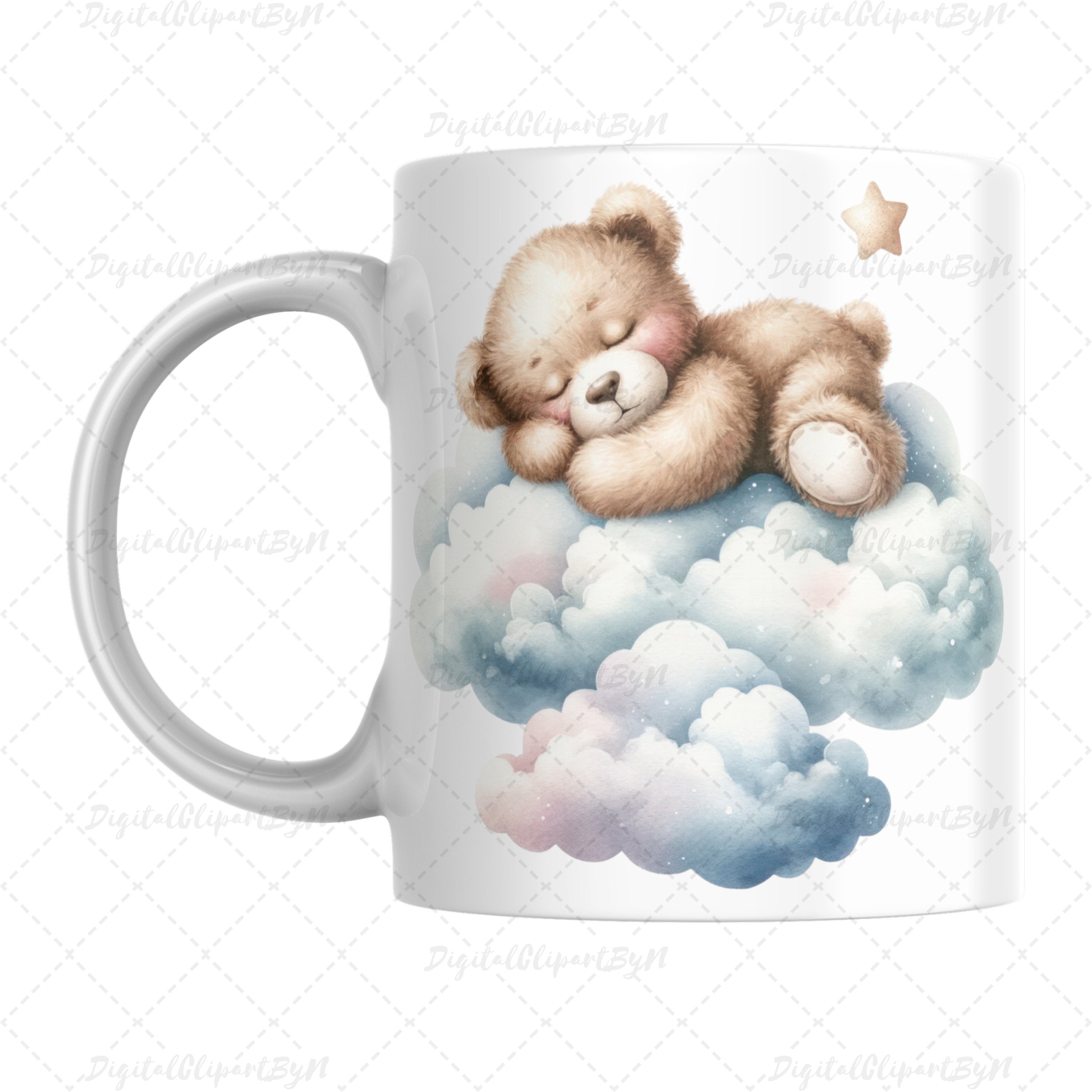 Baby Bear Watercolor Clipart, Baby Bear Nursery PNG, Whimsical Baby ...