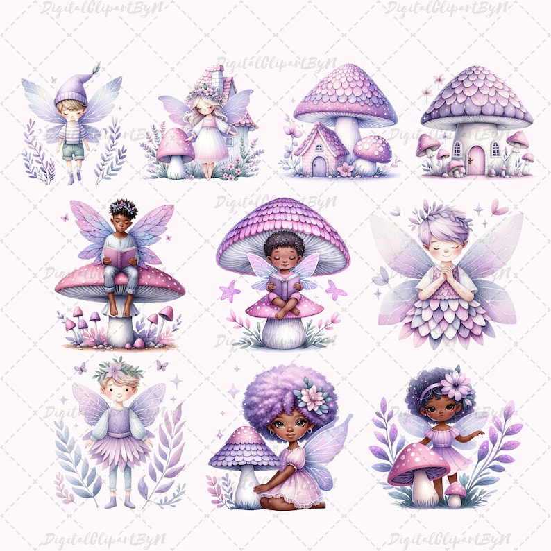 Toadstools and Fairy Alphabet A-Z Number 0-9 , Purple Toadstools Letter ...