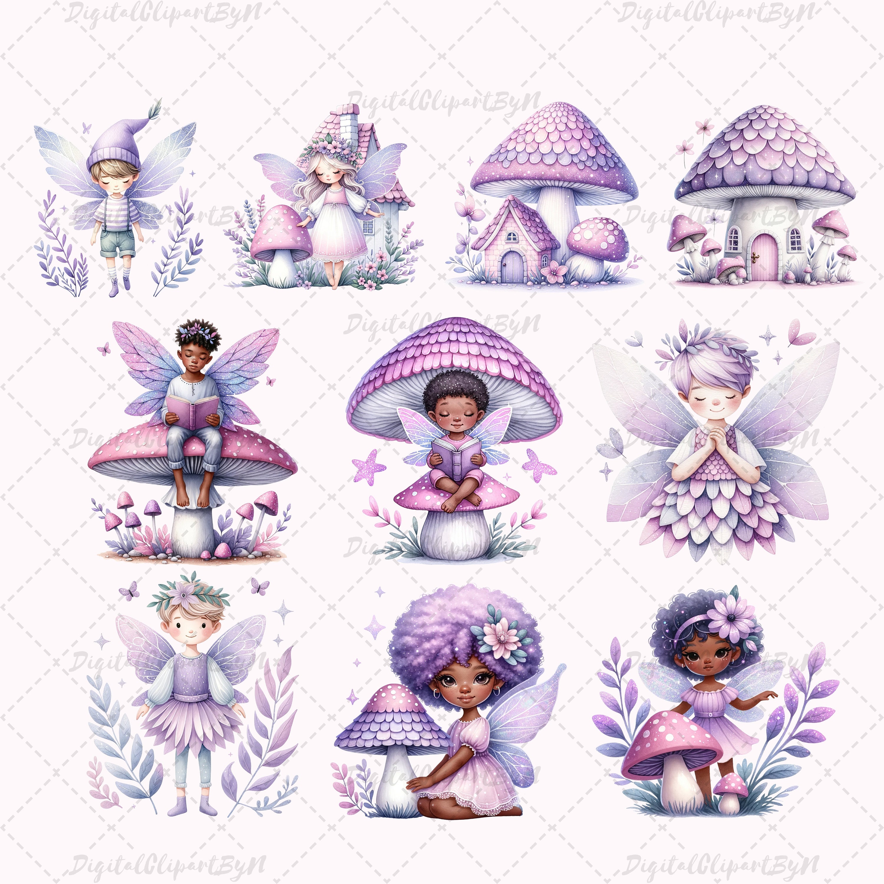 Toadstools and Fairy Alphabet A-Z Number 0-9 , Purple Toadstools Letter ...