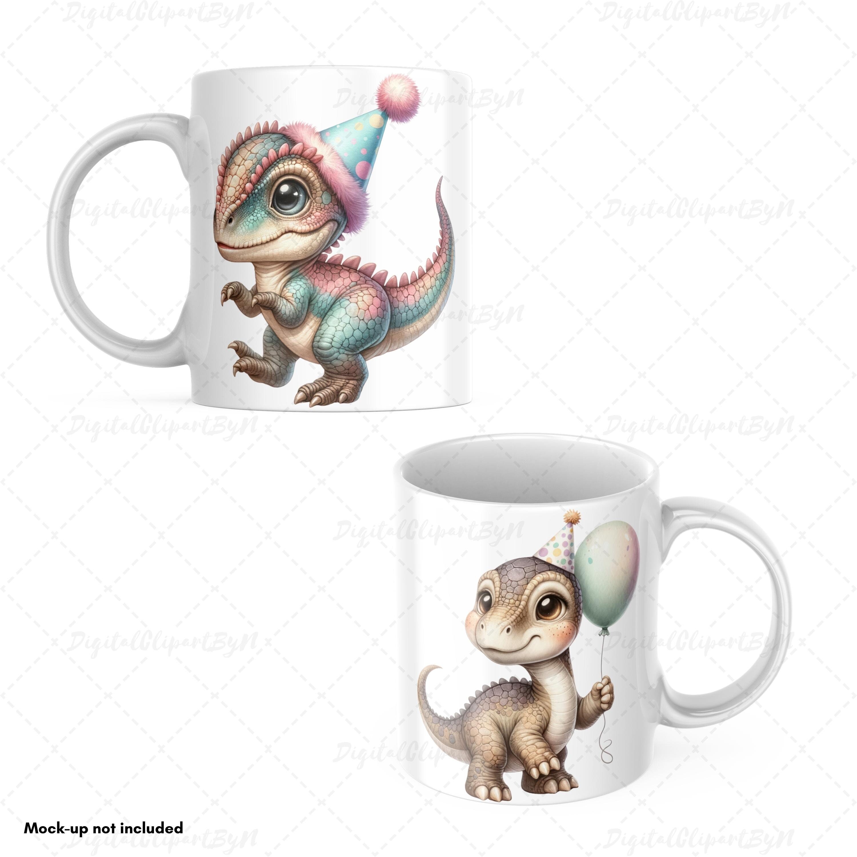 Watercolor Cute Party Dinosaur With Balloons Clipart, Animals Party ...