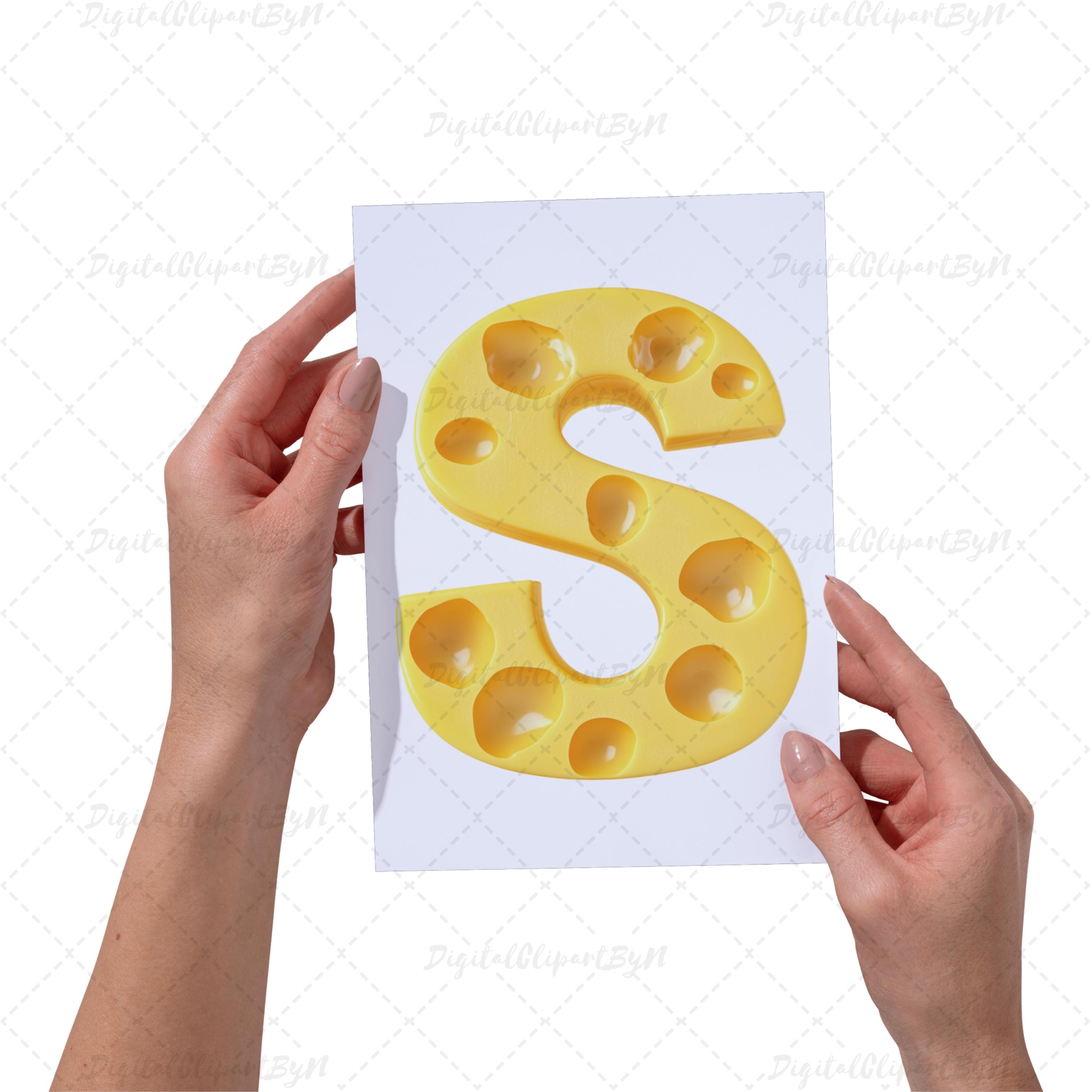 Cheese Alphabet Clipart PNG 3D Swiss Cheese Letters & Numbers Food Font ...