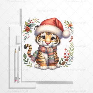 Christmas Animal Clipart Set ,festive Watercolor Cute Animals With ...