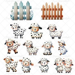Watercolor Spotted Lamb Alphabet A-Z Number 0-9 Bundle, Spotted Sharp ...