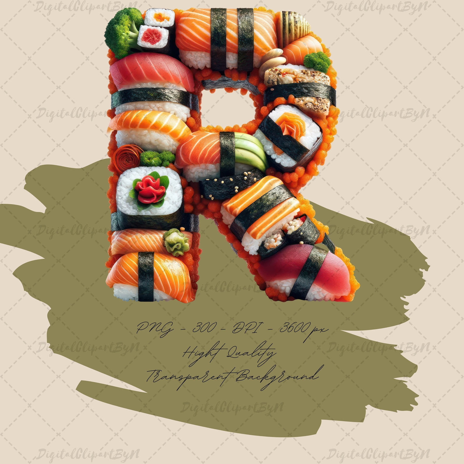 SUSHI Food Alphabet A-Z Number 0-9 Bundle Clipart , SUSHI Alphabet ...