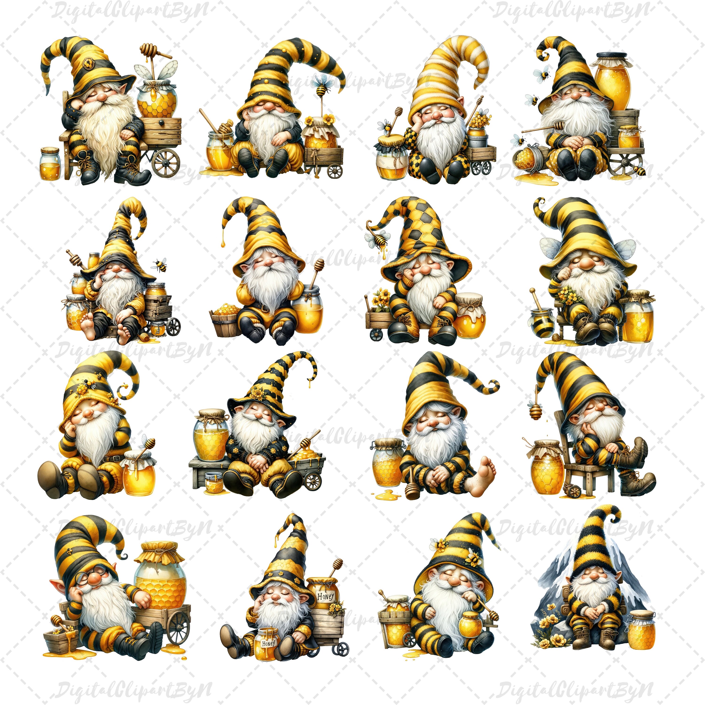 Garden Gnome Clipart and Beekeeper Gnome PNG, Watercolor Gnome Png ...