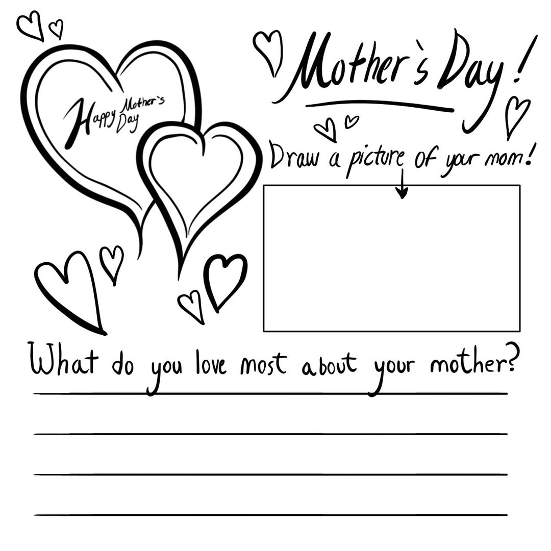 Mother’s Day Activity Coloring Page - Etsy