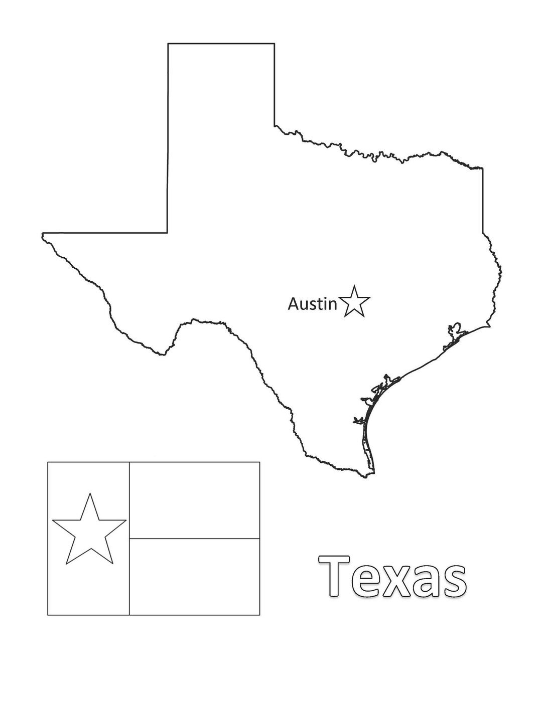 Texas Coloring Page - Etsy