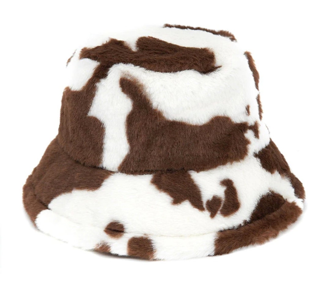 Y2K Fuzzy Bucket Hat Cow Print Retro 2000s Vintage Style - Etsy