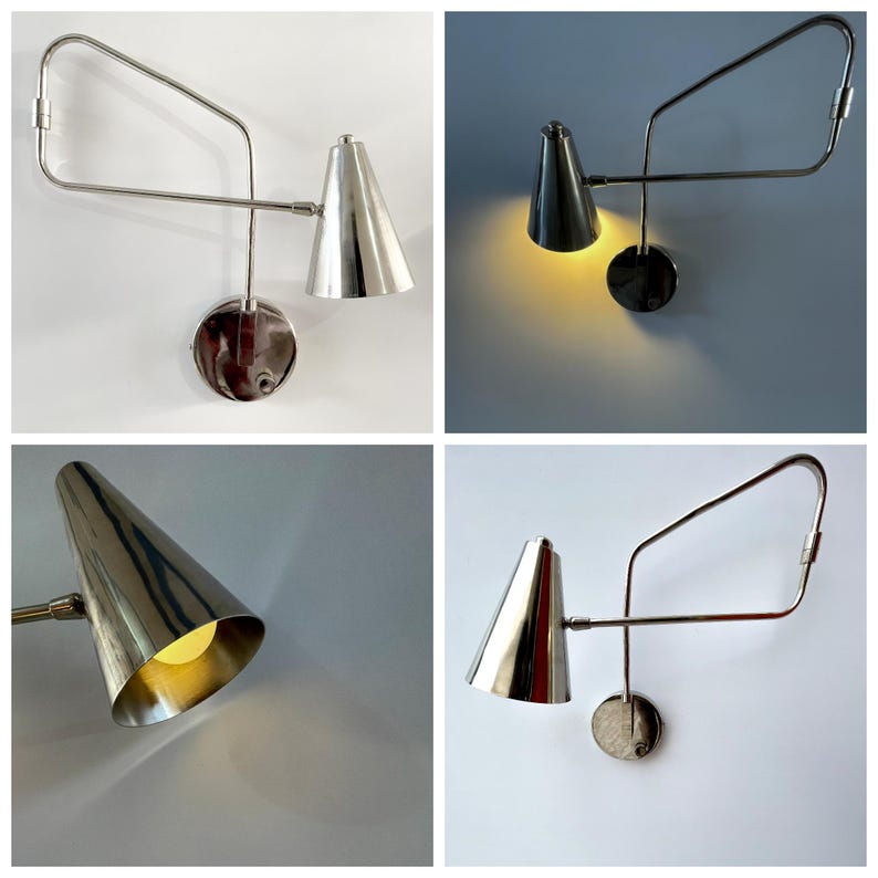 Adjustable Swing Arm Wall Sconce for Bedside Reading | Mid Century ...