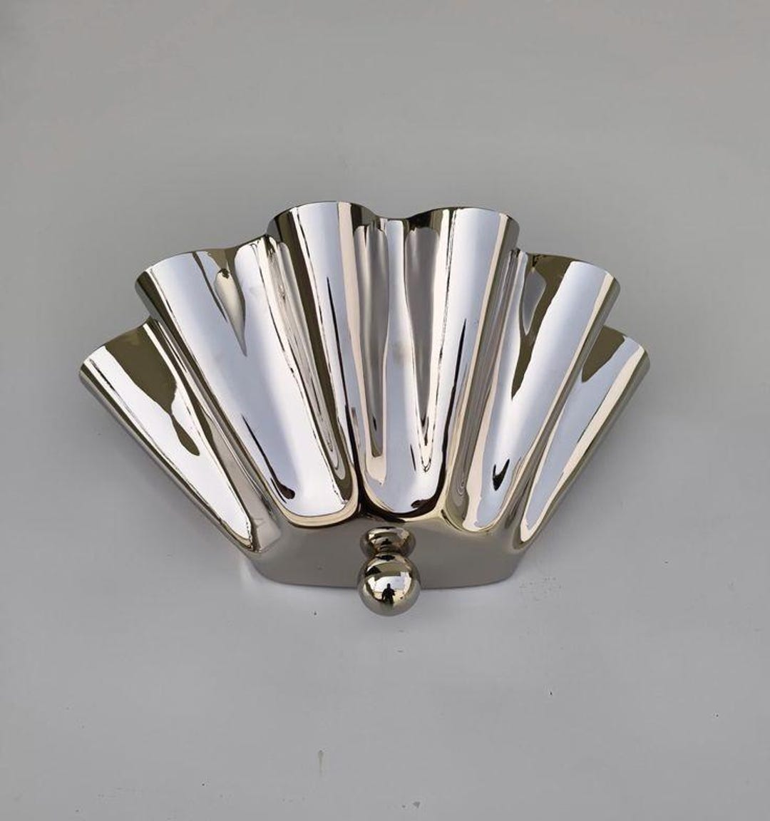 Handcrafted Elegant Polished Chrome Brass Wall Lamp,floral Wavy Shape ...