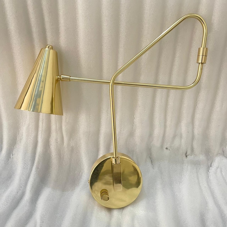Adjustable Swing Arm Wall Sconce for Bedside Reading | Mid Century ...