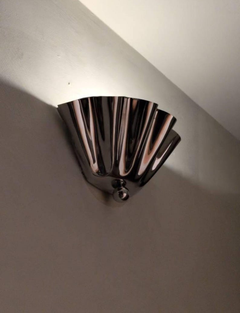 Handcrafted Elegant Polished Chrome Brass Wall Lamp,floral Wavy Shape ...