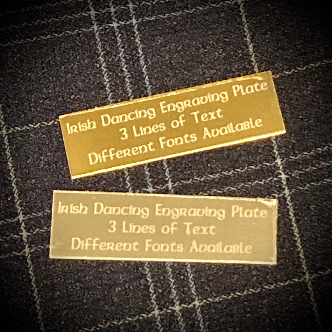 Celtic Text for Irish Themed Personalised Trophy Engraving Plate 50mm X 15mm, Larger Sizes ...