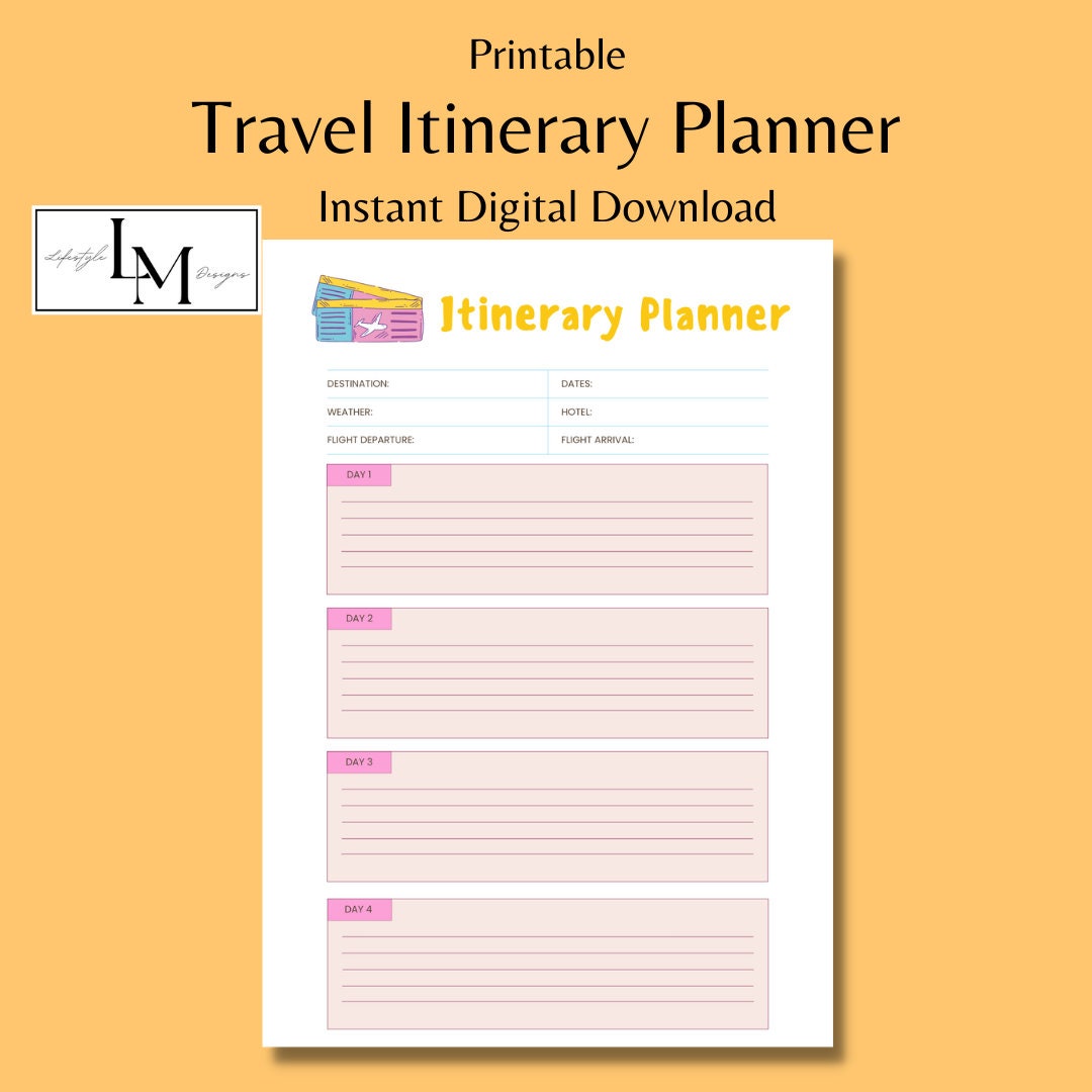 Travel Itinerary Planner Printable Travel Planner Travel Budget Packing ...