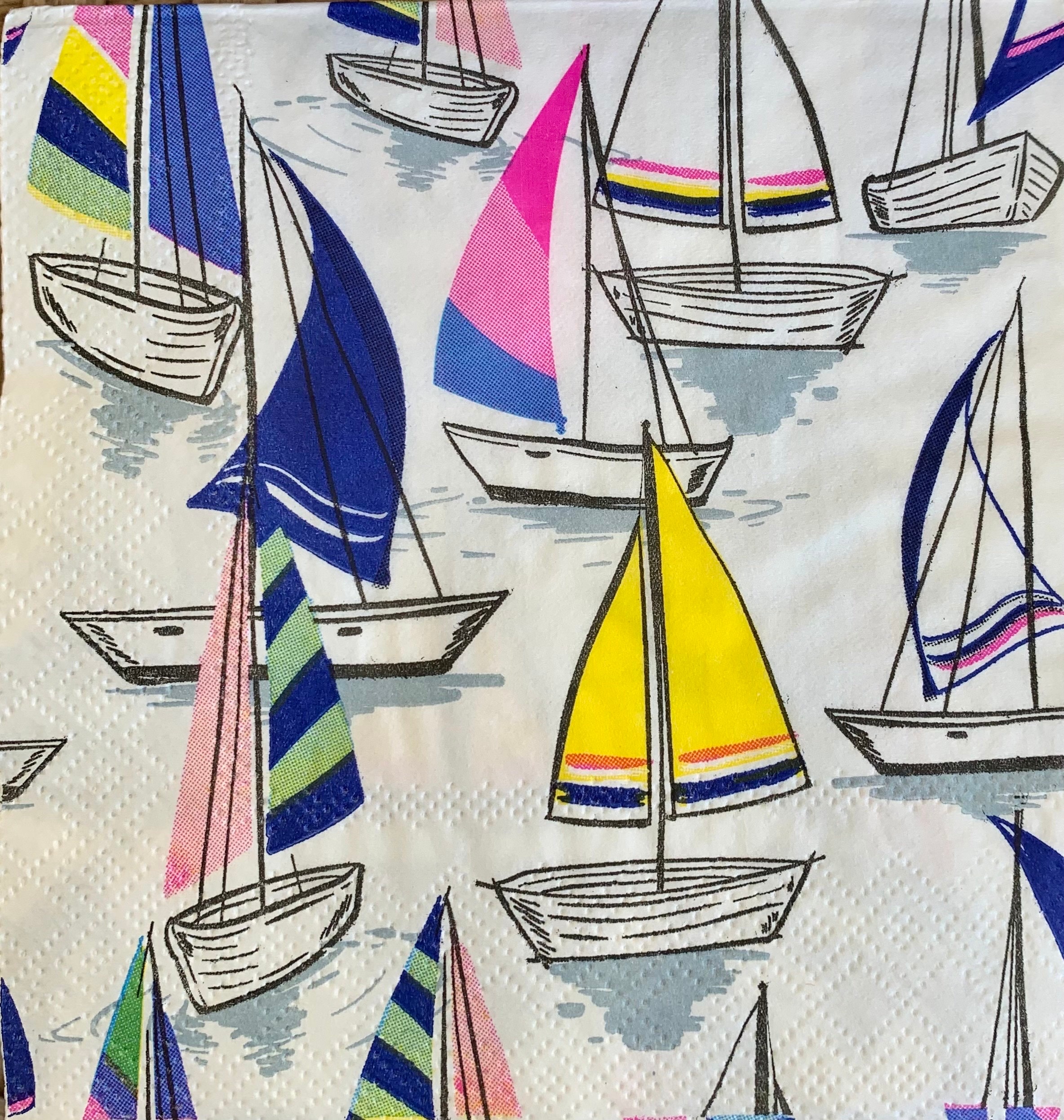 Napkins for Decoupage, Sailboat Paper Napkins, 3 Individual Boat ...