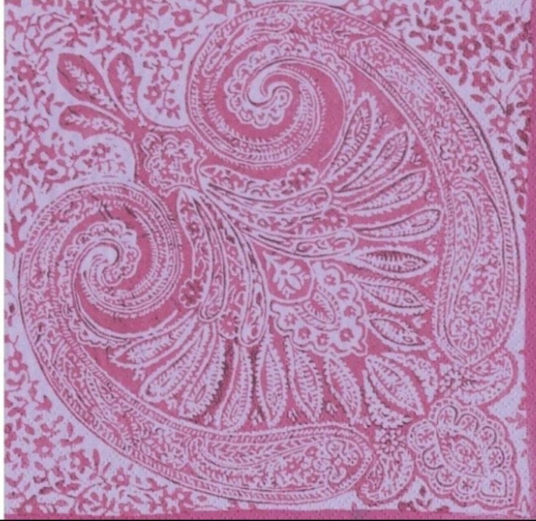 Decoupage Napkins, Paisley Pink Paper Napkins, 3 Individual Cocktail ...