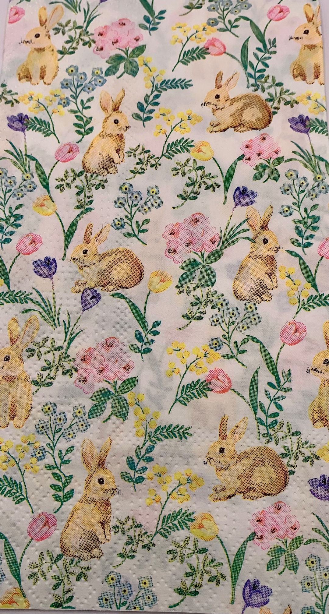 Napkins for Decoupage, Easter Bunny Paper Napkins, 2 Guest Size Floral ...
