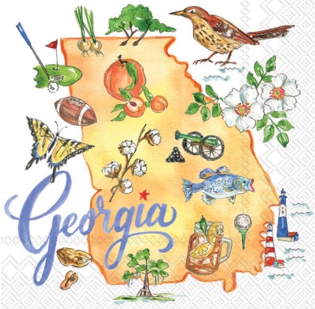 Decoupage Napkins, State of Georgia Paper Napkins, 3 Individual State ...
