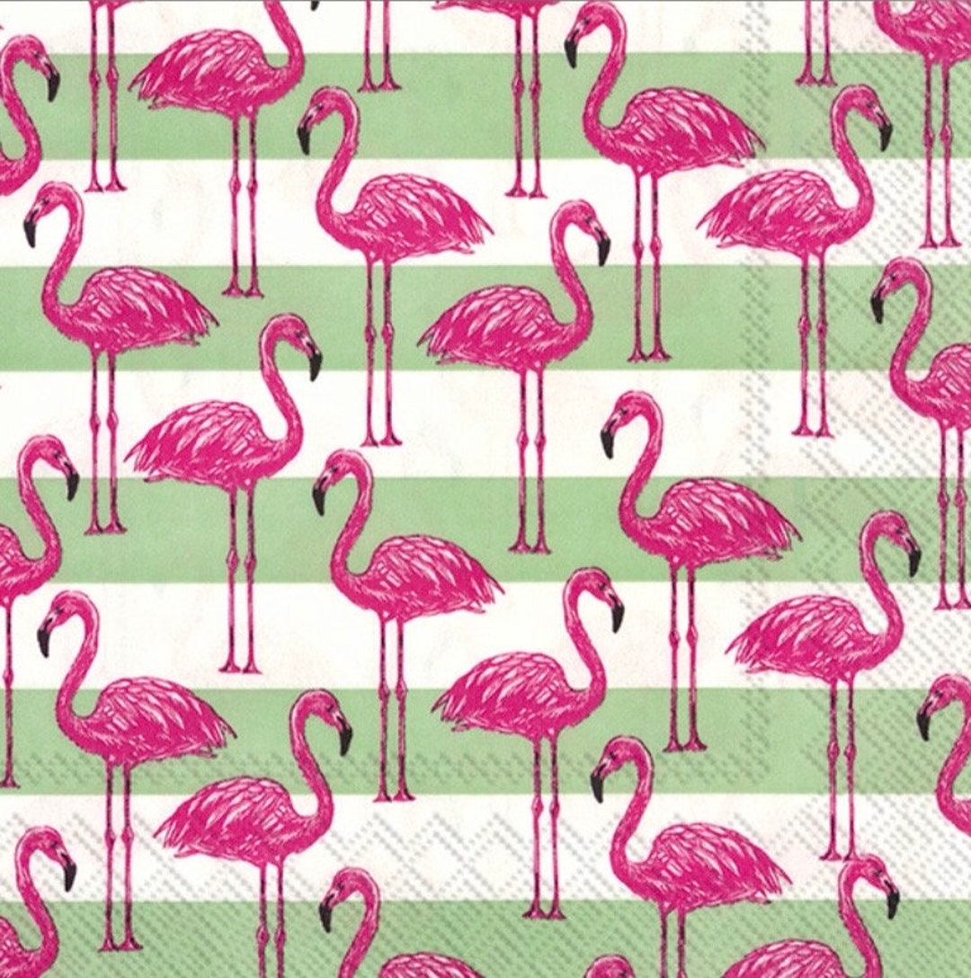 Flamingo Napkins for Decoupage, 3 Paper Cocktail Napkins, Beach Napkins ...
