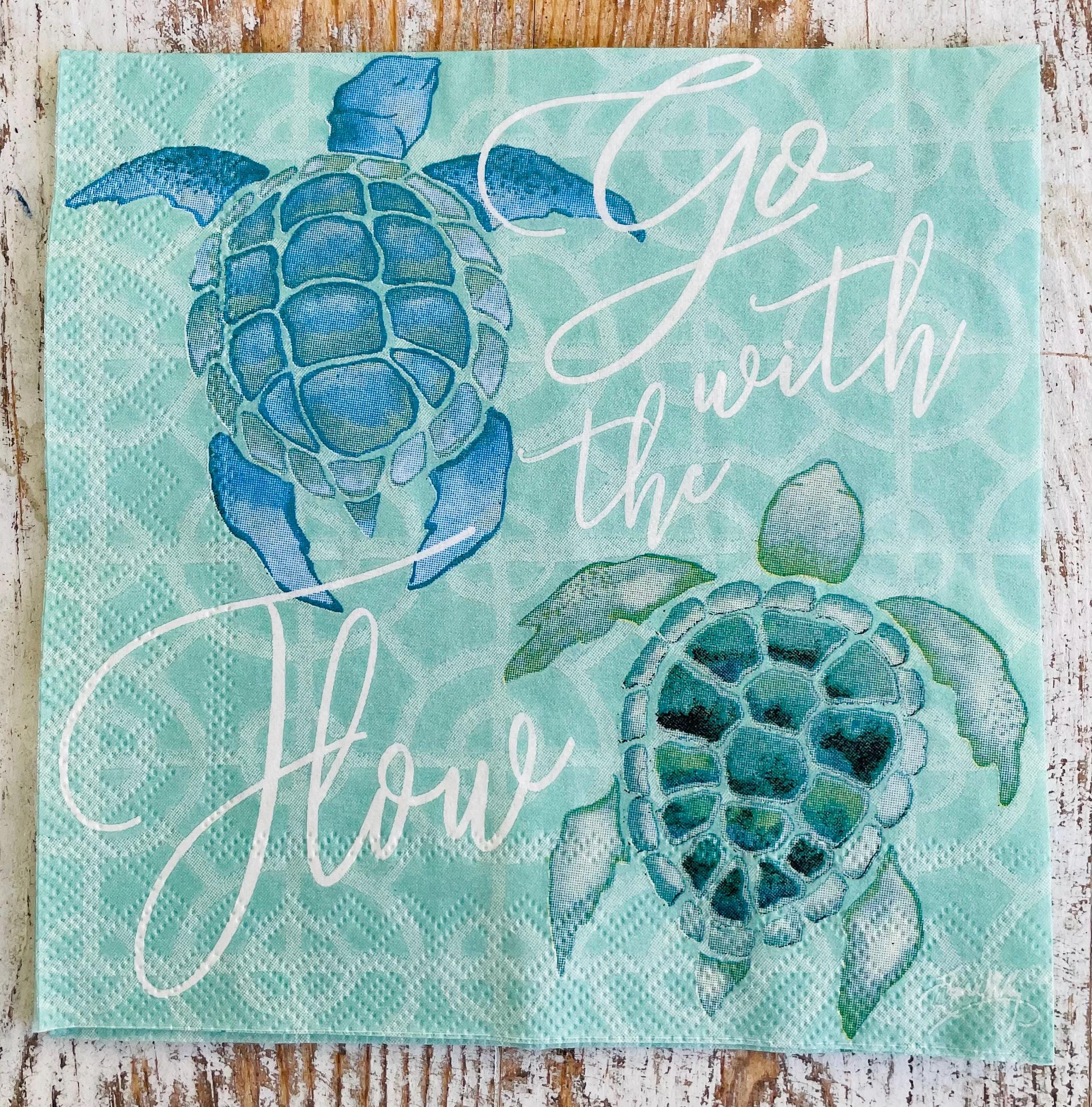 Decoupage Napkins, Sea Turtle Paper Napkins, 3 Individual Nautical ...