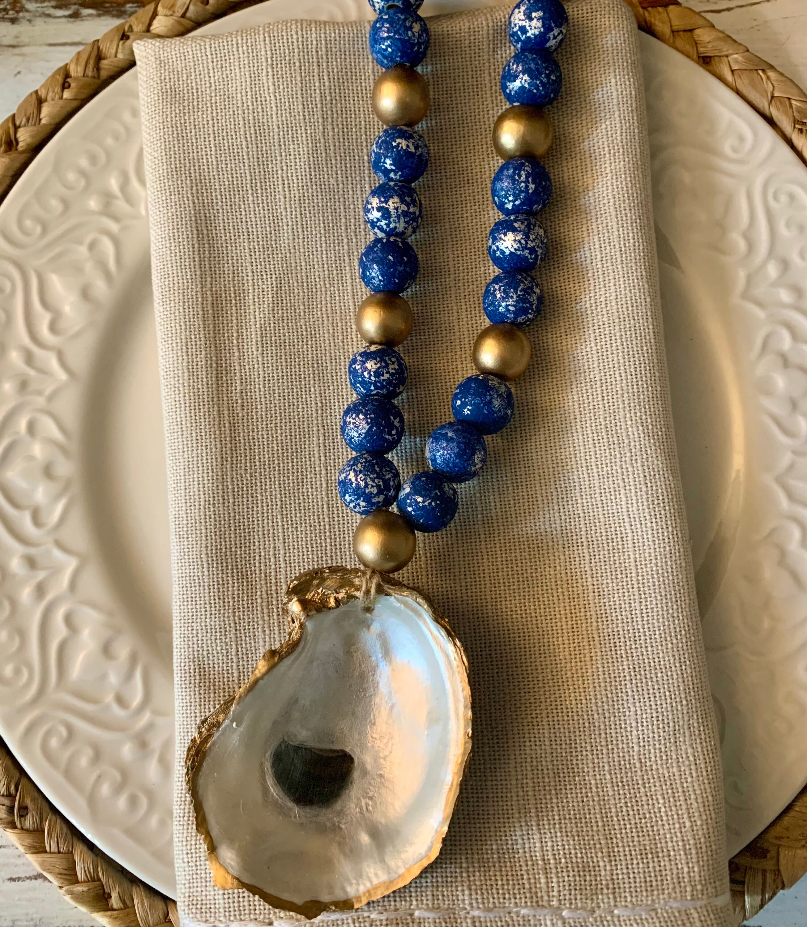 Oyster Shell Blessing Beadsoyster Shell Garland Tired Trey - Etsy