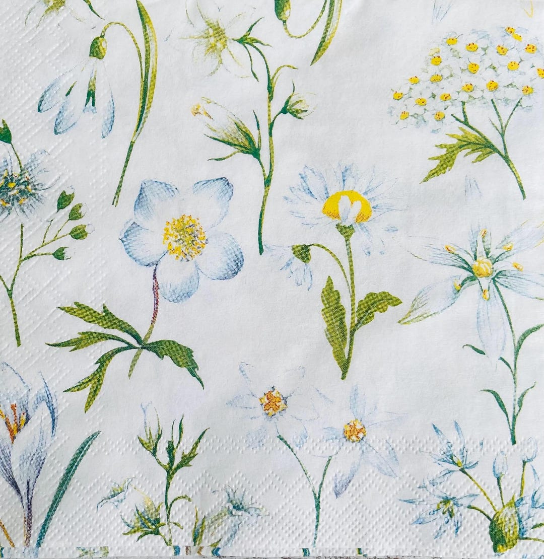 Decoupage Napkins, Daisy Paper Napkins, 3 Individual Spring Flower ...