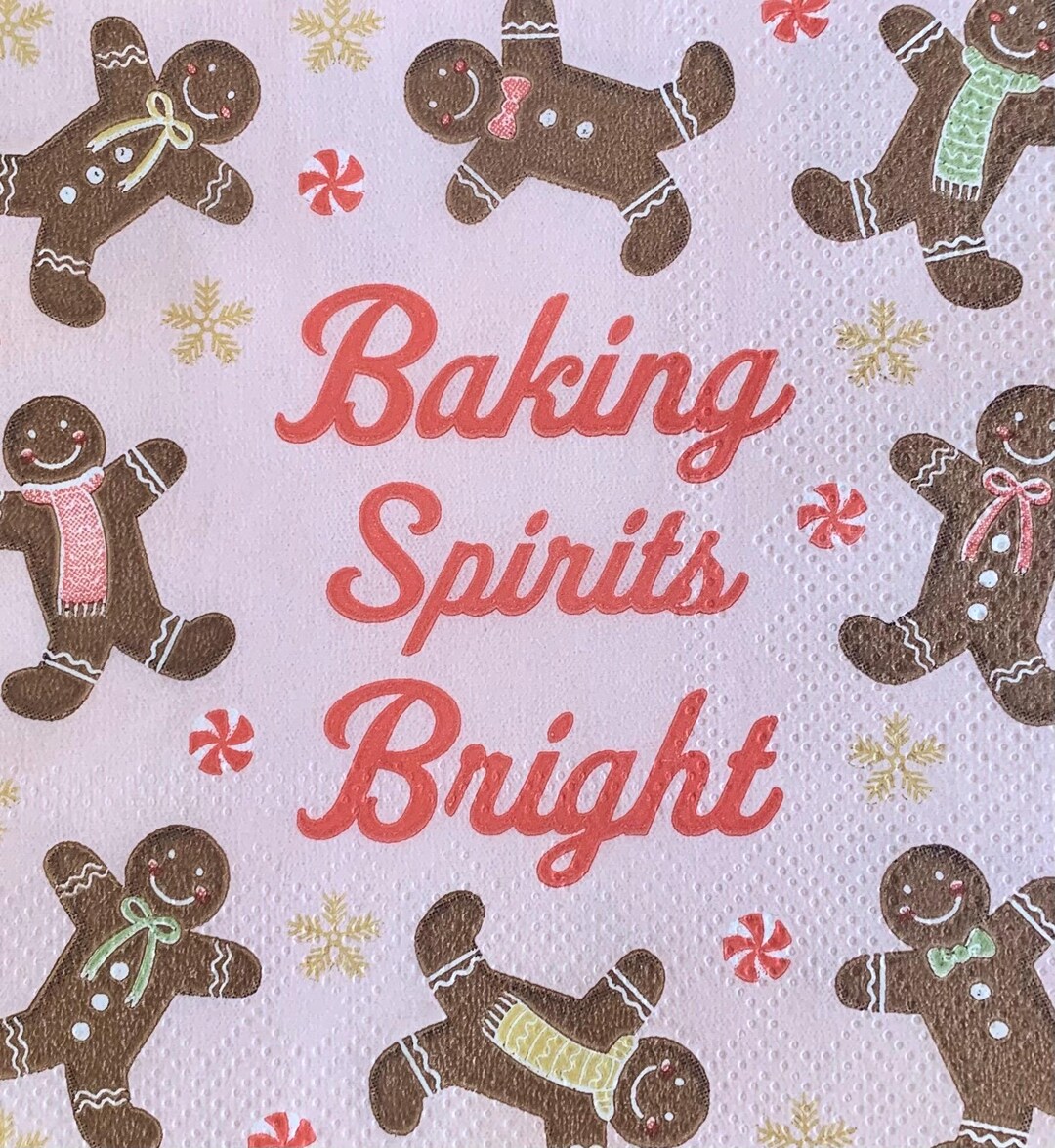 Decoupage Napkins, Gingerbread Man Paper Napkins, 3 Individual ...