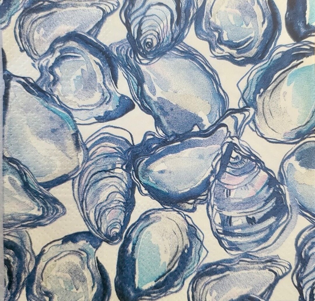 Napkins for Decoupage, Oyster Shell Paper Napkins, 3 Individual Blue ...