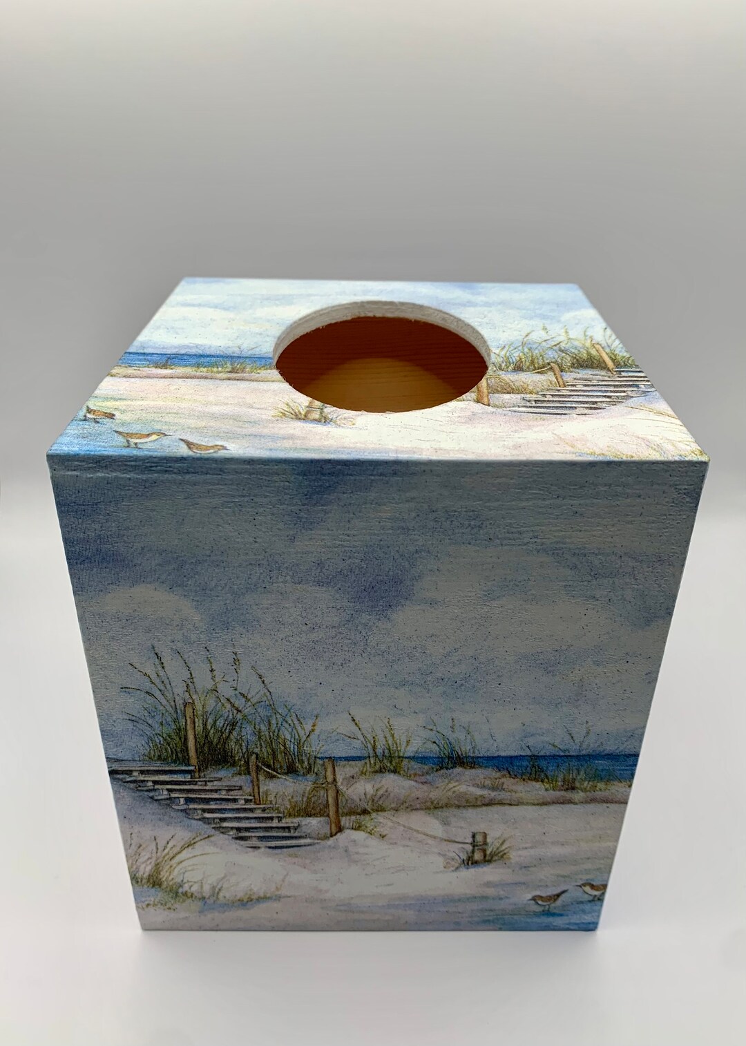 Decoupaged Wood Tissue Box Cover, Beach Tissue Box, Beach Decor - Etsy