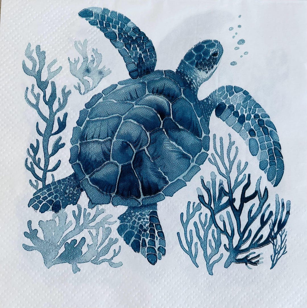 Decoupage Napkins, Sea Turtle Paper Napkins, 3 Individual Nautical Sea ...